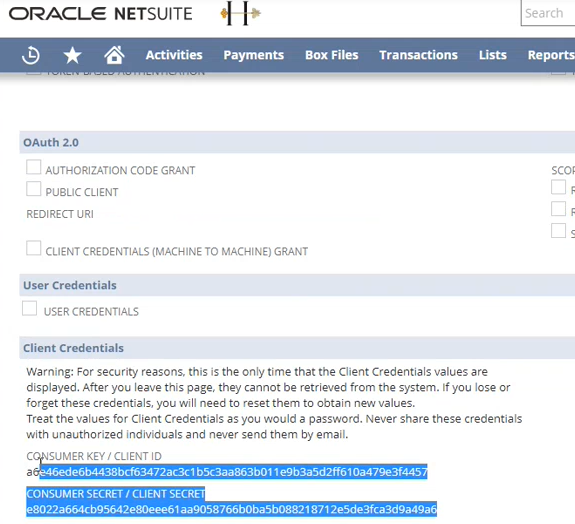 NetSuite Credentials
